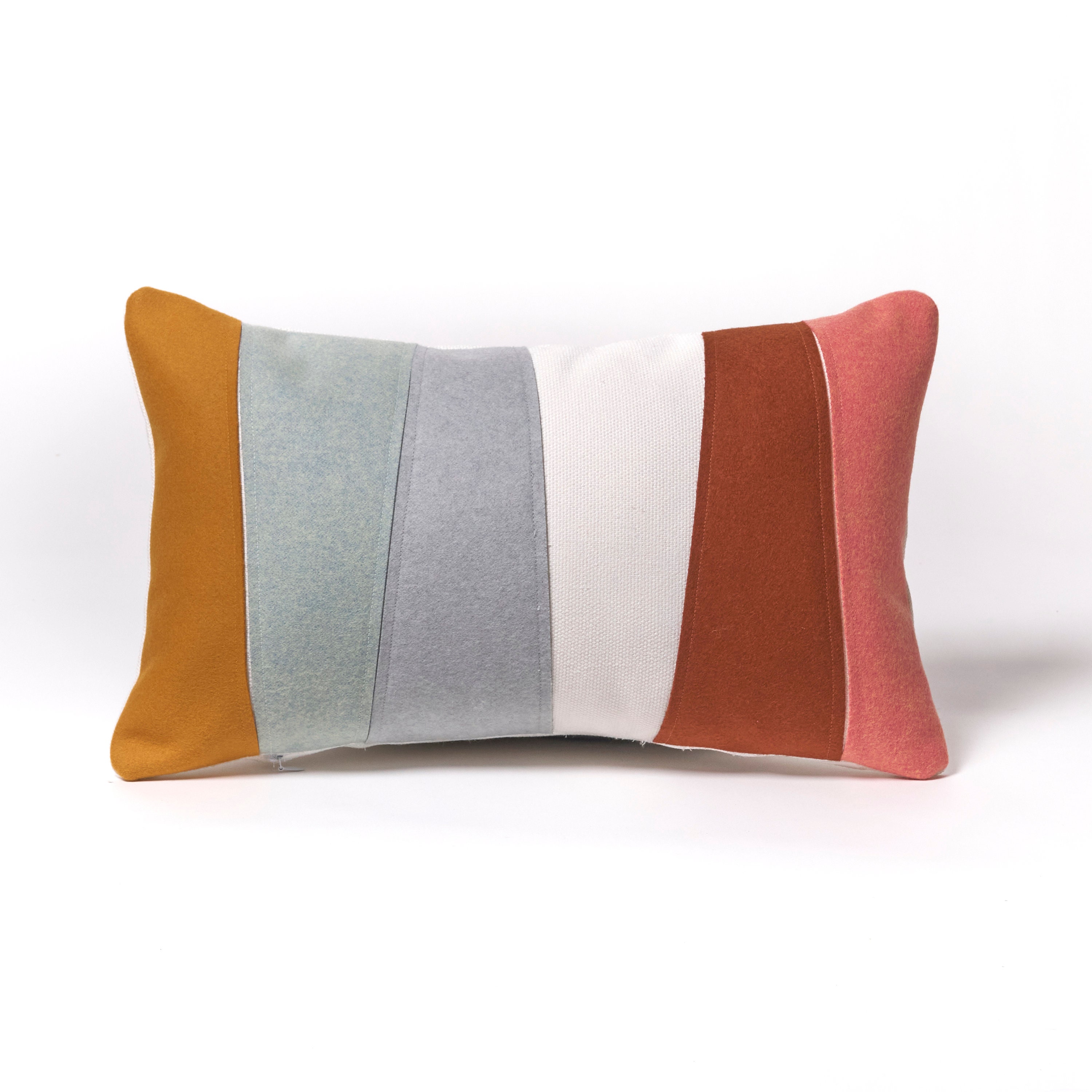 Modern Wool Felt Lumbar Pillow 12x20 Yellow / Coral - Etsy