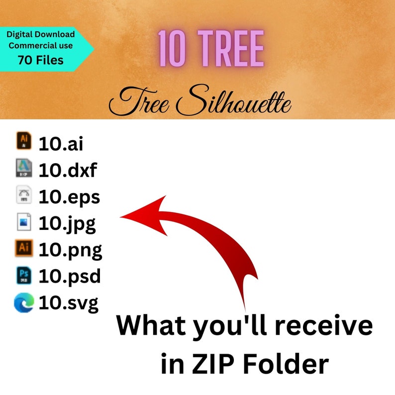 Tree Silhouette SVG Bundle Digital Download PNG Files for - Etsy