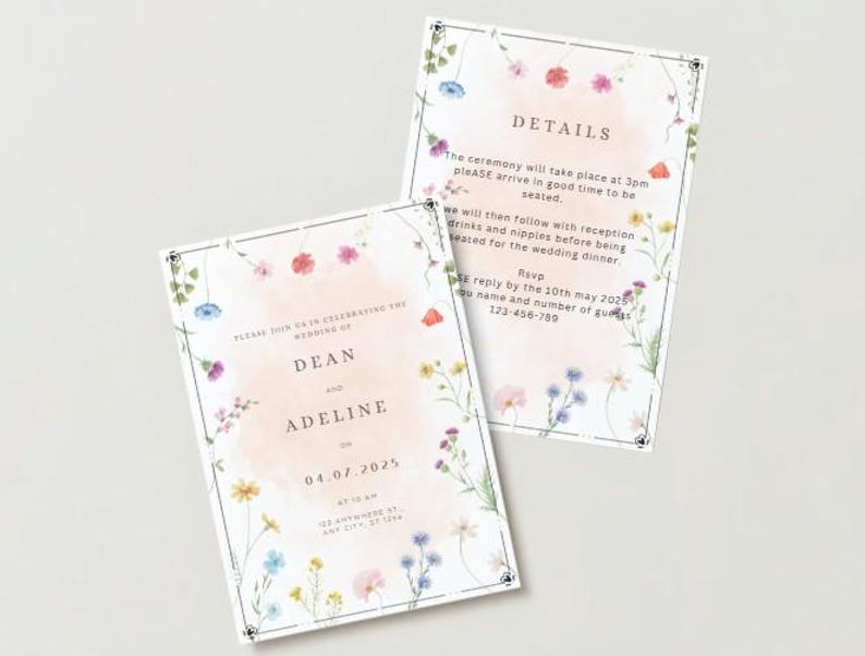 Petite Floral Wedding Invitation, Editable Floral Wedding Template ...