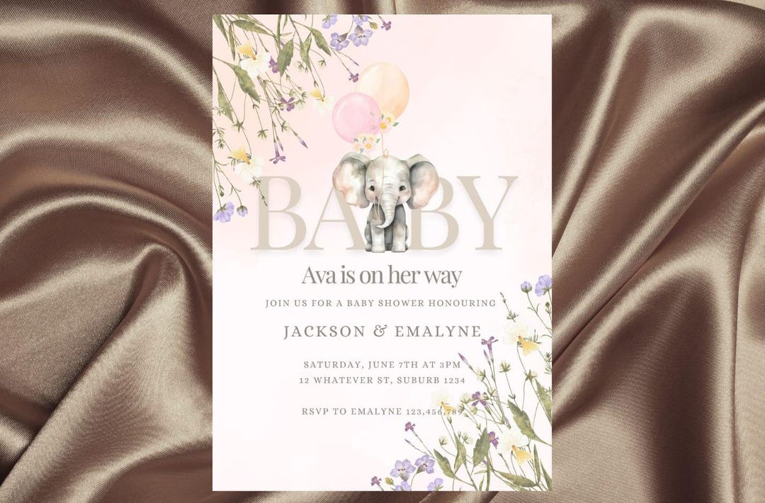 Baby Elephant Invites Bundle Template - Etsy