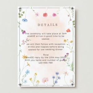Petite Floral Wedding Invitation, Editable Floral Wedding Template ...