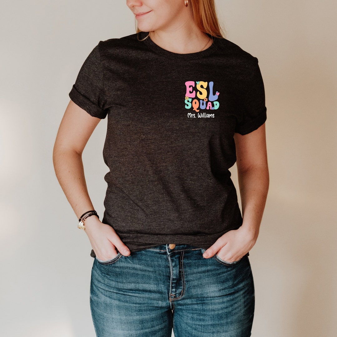 Custom ESL Teacher Squad Pocket Shirt, Customized Name English Teacher ...