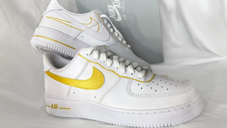 Gold Custom Air Force 1 - Double Swoosh Design | Hand Painted AF1 ...