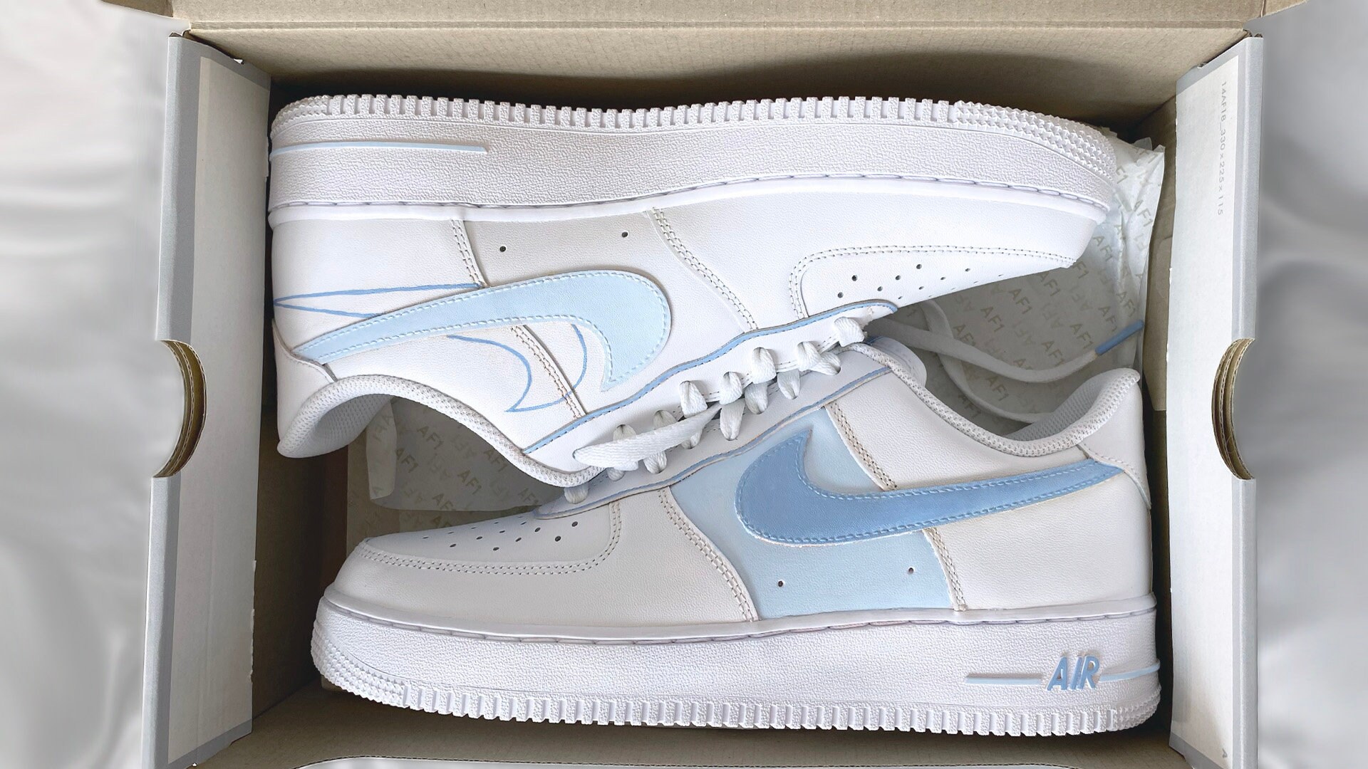 Sky Blue Custom Air Force 1 - Double Swoosh Design | Hand Painted AF1 ...
