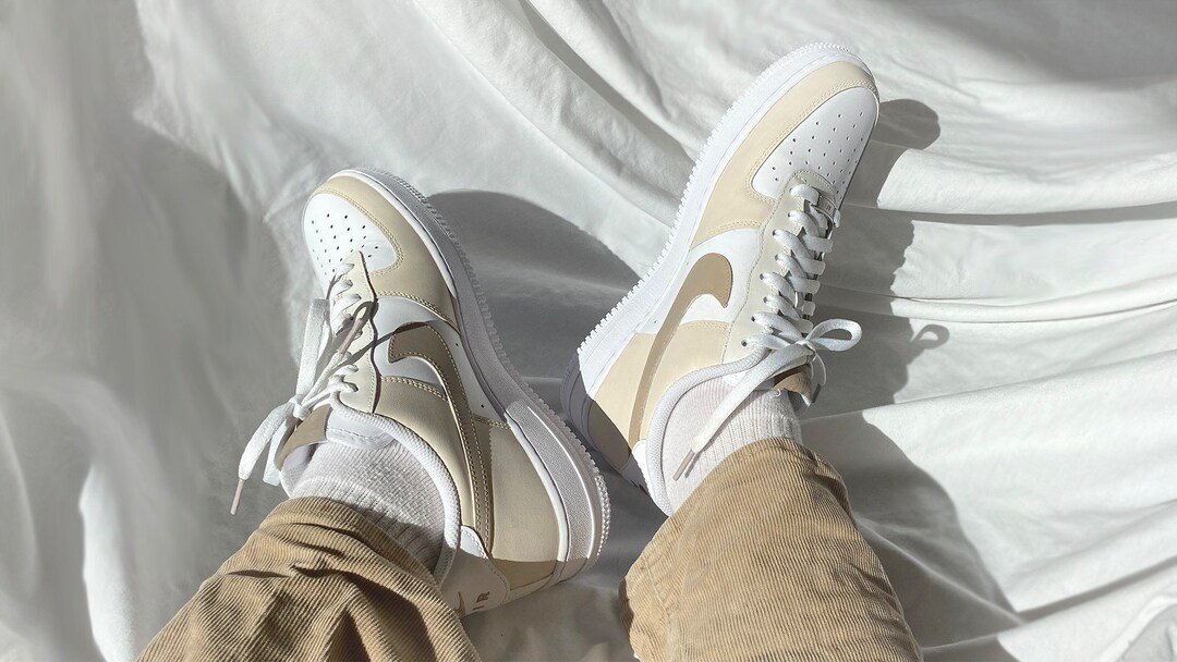 Tan & Beige Custom Air Force 1 | Hand Painted AF1 Custom Design ...
