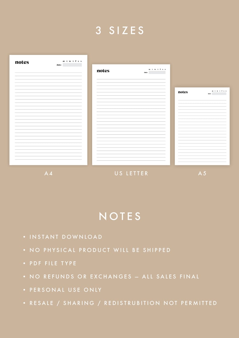 Printable Minimalist Notes Template Digital Notes Ipad - Etsy