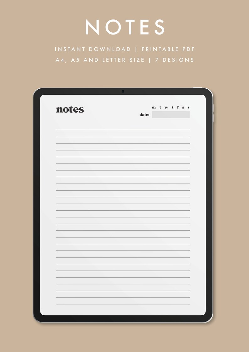 Printable Minimalist Notes Template Digital Notes Ipad - Etsy