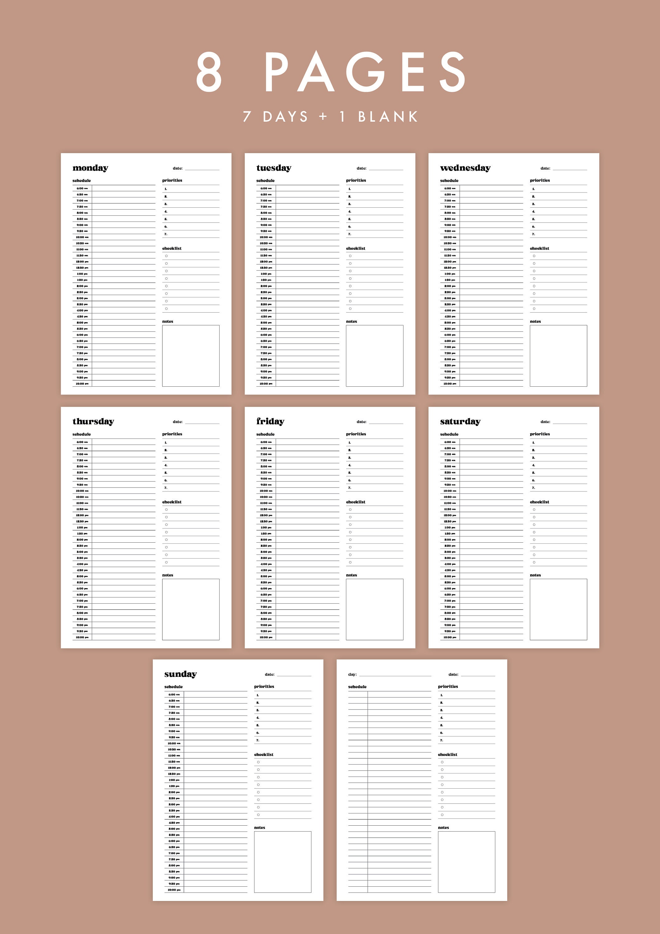 Printable Minimalist Daily Planner, Daily Schedule, Digital, Ipad ...
