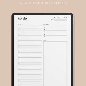 Printable Minimalist to Do List, Digital to Do List, Ipad, Goodnotes ...