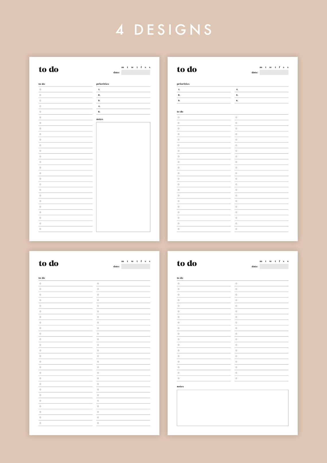 Printable Minimalist to Do List, Digital to Do List, Ipad, Goodnotes ...