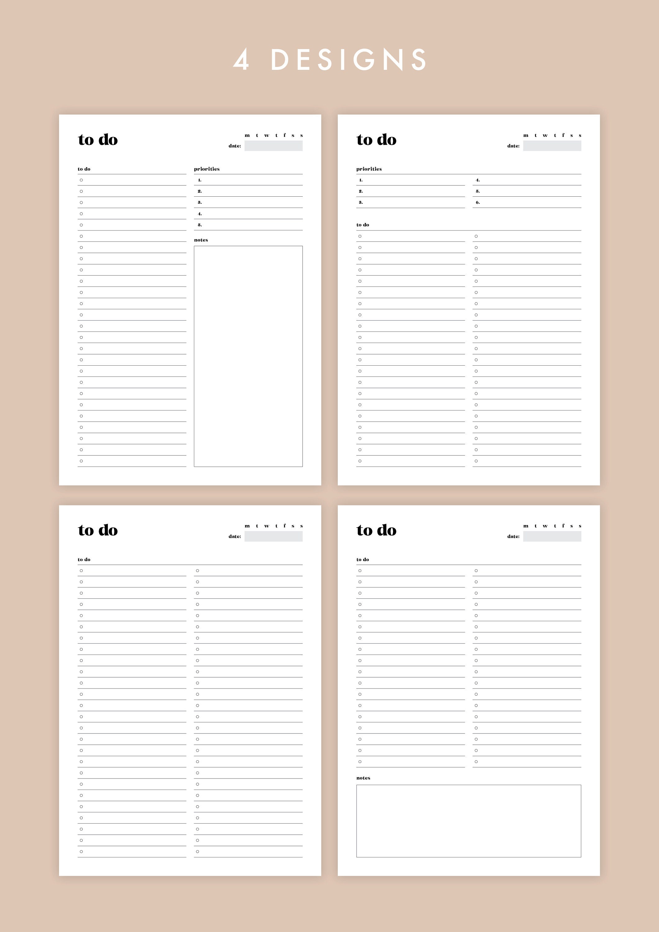 Printable Minimalist to Do List, Digital to Do List, Ipad, Goodnotes ...
