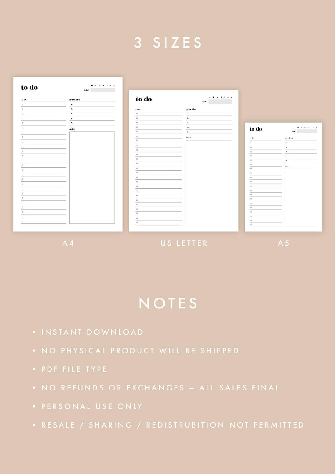 Printable Minimalist to Do List, Digital to Do List, Ipad, Goodnotes ...