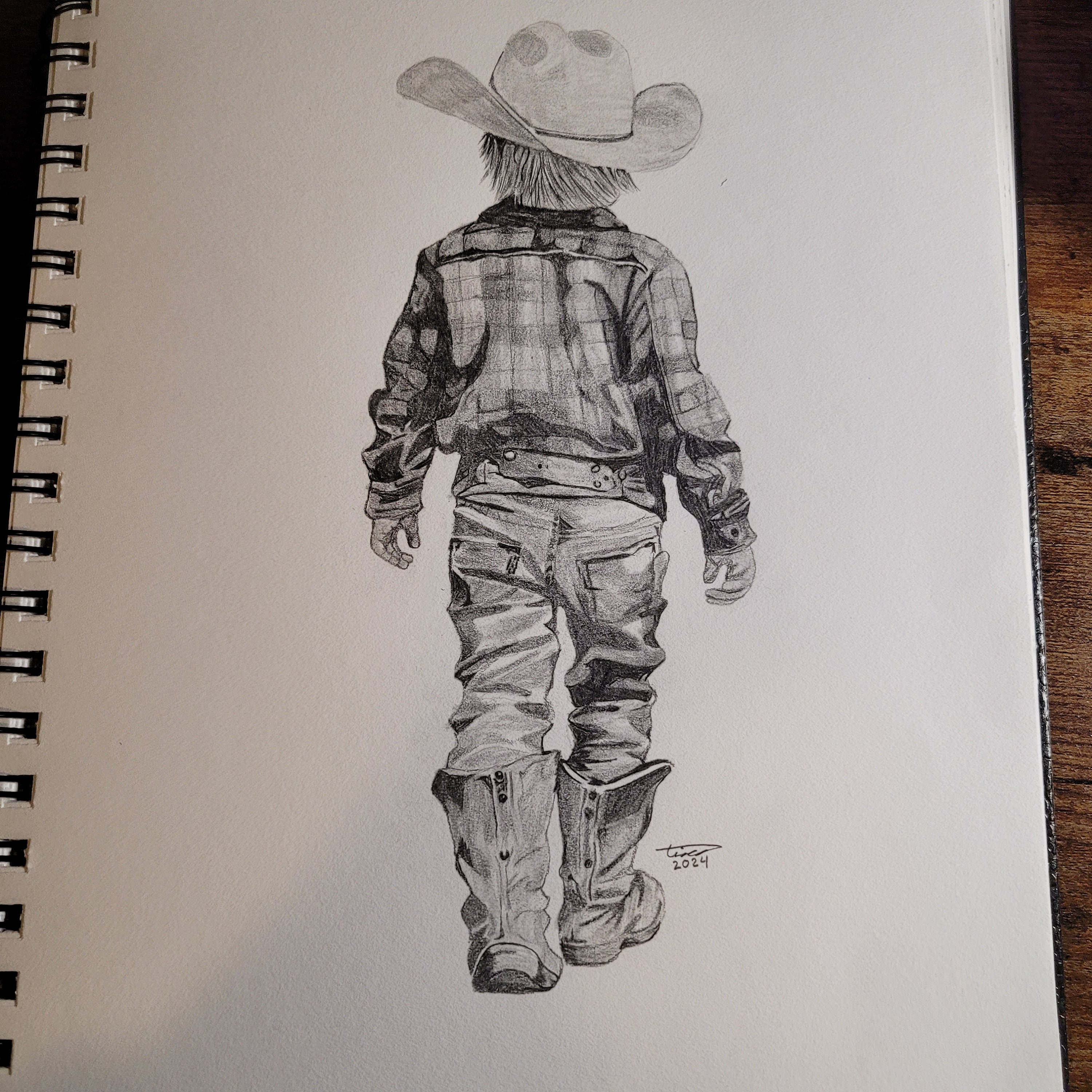 Little Cowboy Pencil Sketch Print - Etsy