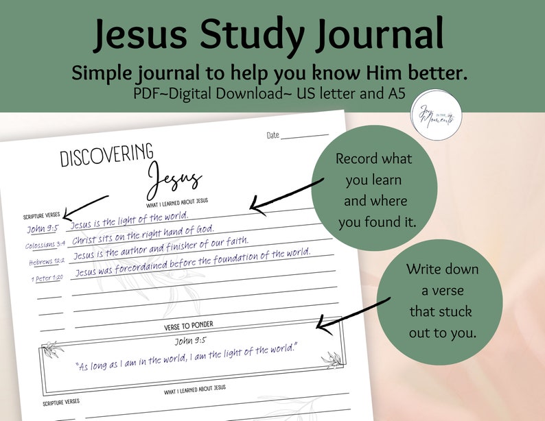 Faith Based Journal With Jesus Study Notes, Scripture Study, Christian ...