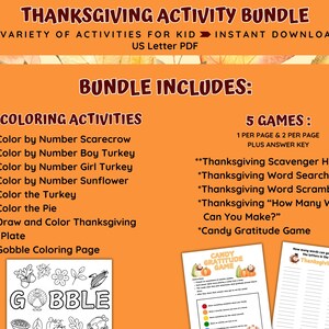 Thanksgiving Bundle, Fall Activity Pack Games, Turkey Coloring Pages ...