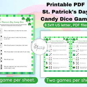 St Patrick's Day Candy Dice Game, Family Activity (printable PDF) - Etsy