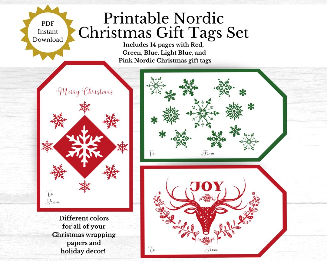 Scandinavian Christmas Gift Tags, Folk Art Style (PDF Pattern) - Etsy
