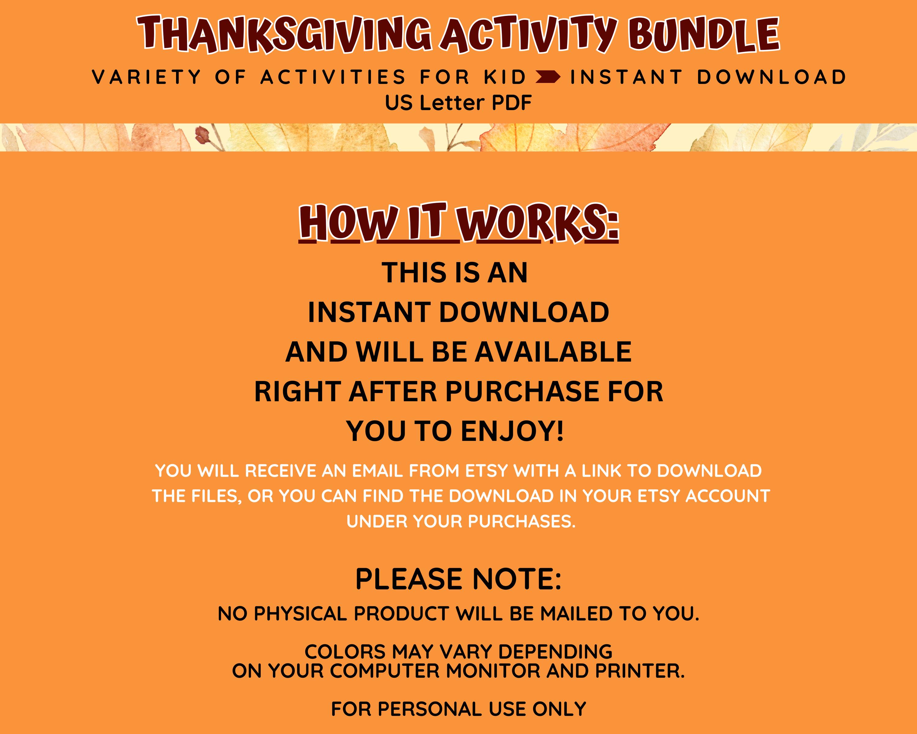 Thanksgiving Bundle, Fall Activity Pack Games, Turkey Coloring Pages ...