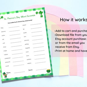 Word Scramble St Patrick's Day Activity. Educational and - Etsy