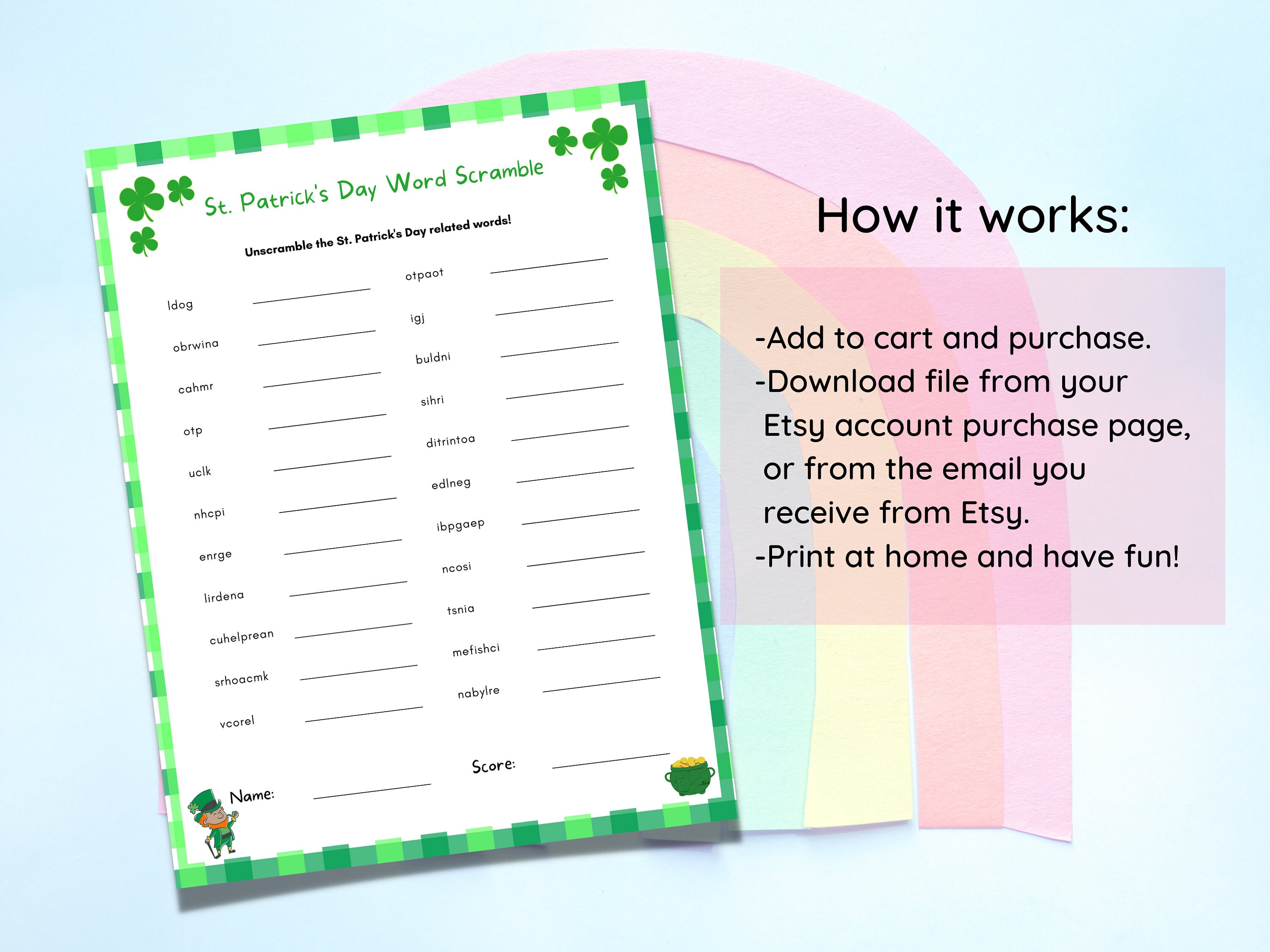 Word Scramble St Patrick's Day Activity. Educational and - Etsy