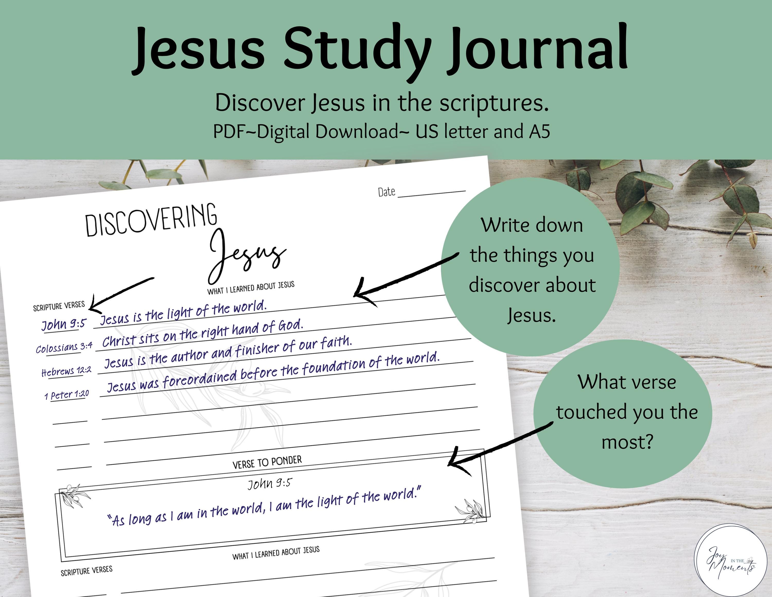Jesus Study Journal Printable | Bible Reflection, Names & Attributes ...