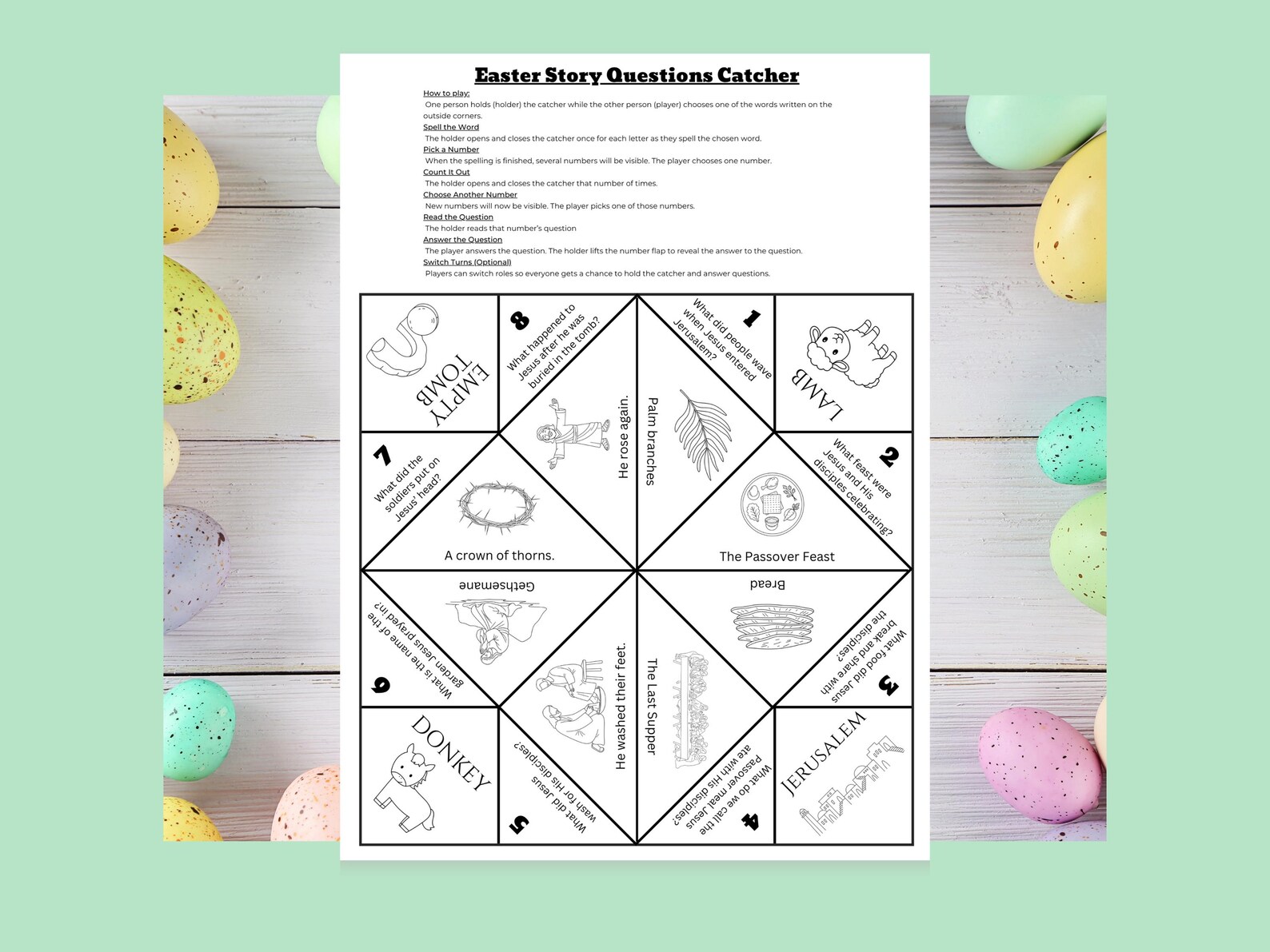 Christian Easter Cootie Catcher I Resurrection Activity for Kids I ...