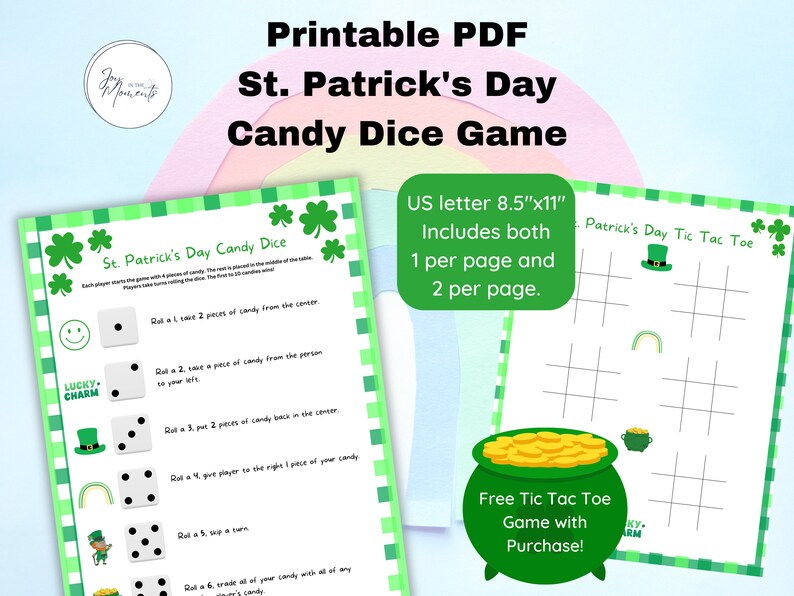 St Patrick's Day Candy Dice Game, Family Activity (printable PDF) - Etsy