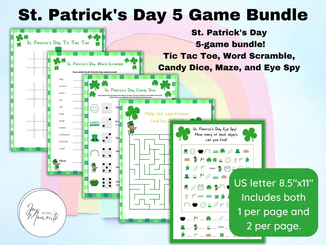 Luck of the Irish St. Patrick's Day Printable Games Bundle, Fun at Home ...