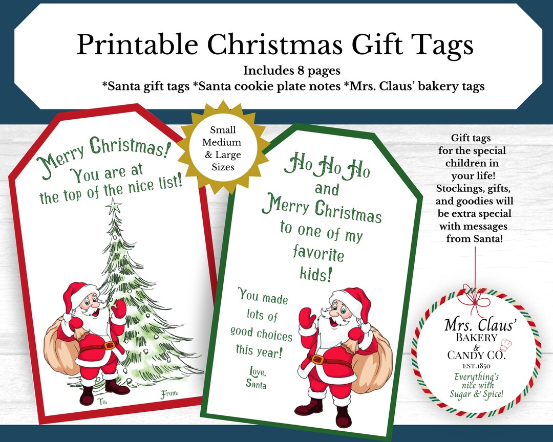 Santa Gift Tags, Christmas Treat Labels (PDF Pattern) - Etsy