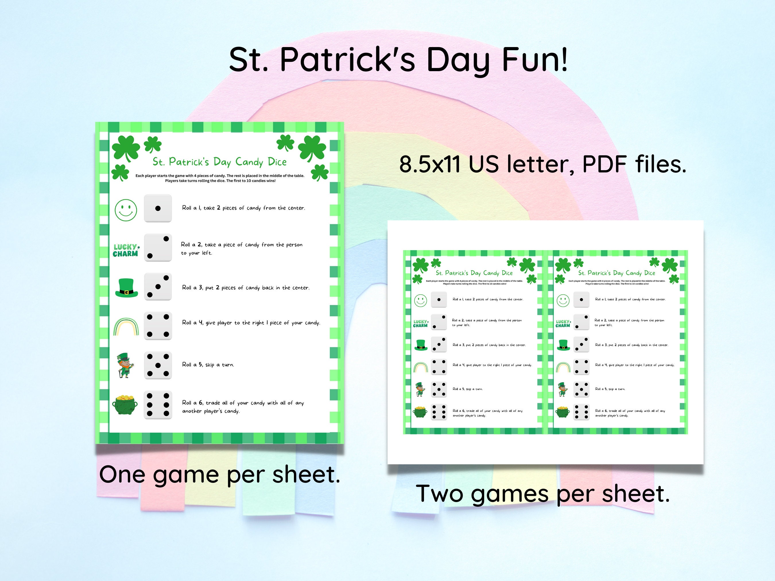 St Patrick's Day Candy Dice Game Family Game St - Etsy