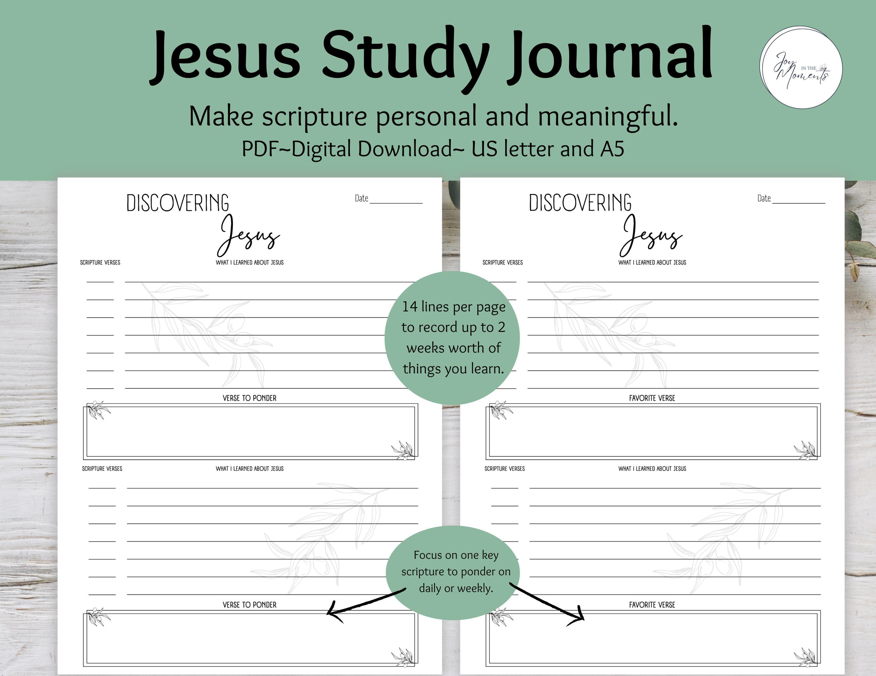 Jesus Study Journal Printable | Bible Reflection, Names & Attributes ...