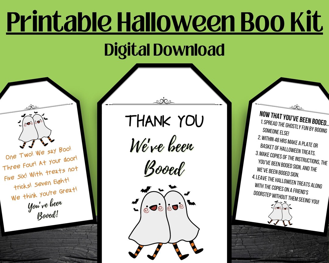 Printable Halloween Boo Kit, Boo Tag, Booed Sign, You've Been Booed, We ...