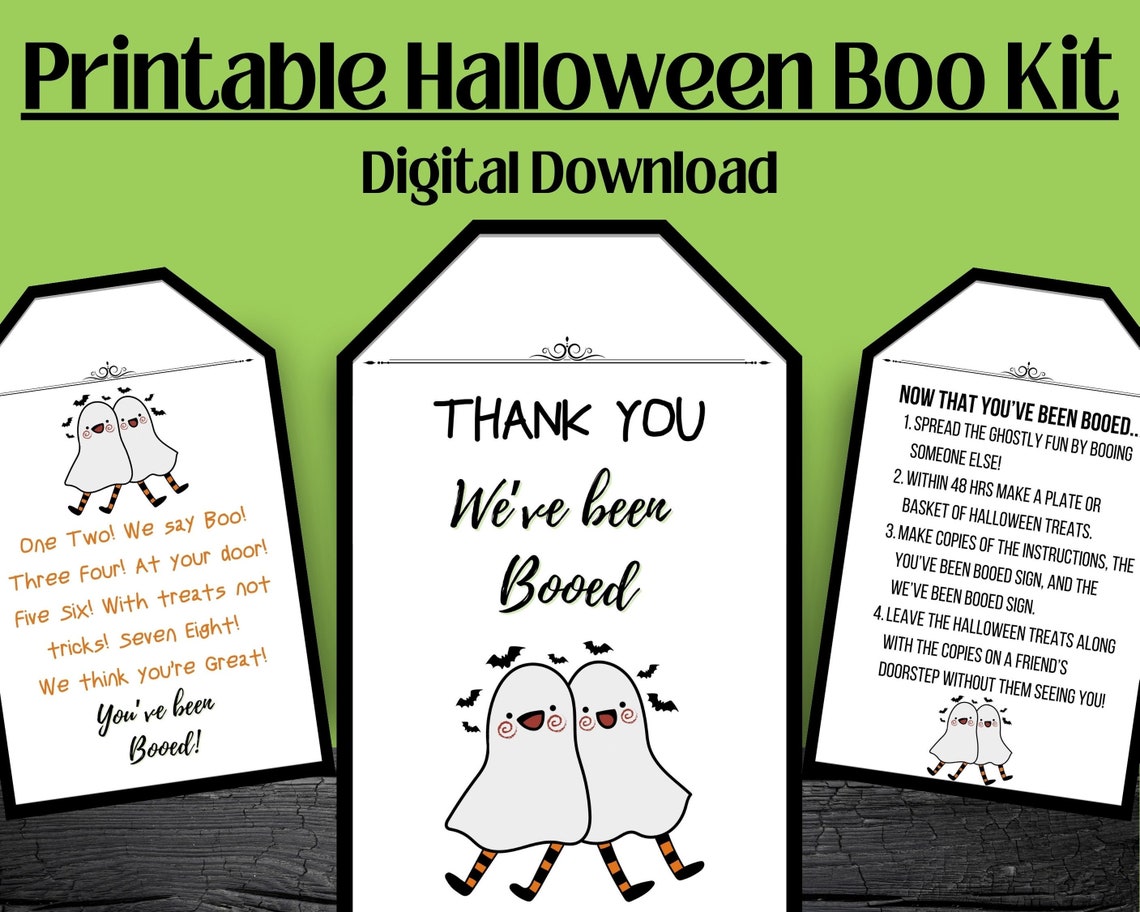 Printable Halloween Boo Kit, Boo Tag, Booed Sign, You've Been Booed, We ...