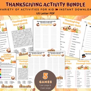 Thanksgiving Bundle, Fall Activity Pack Games, Turkey Coloring Pages ...