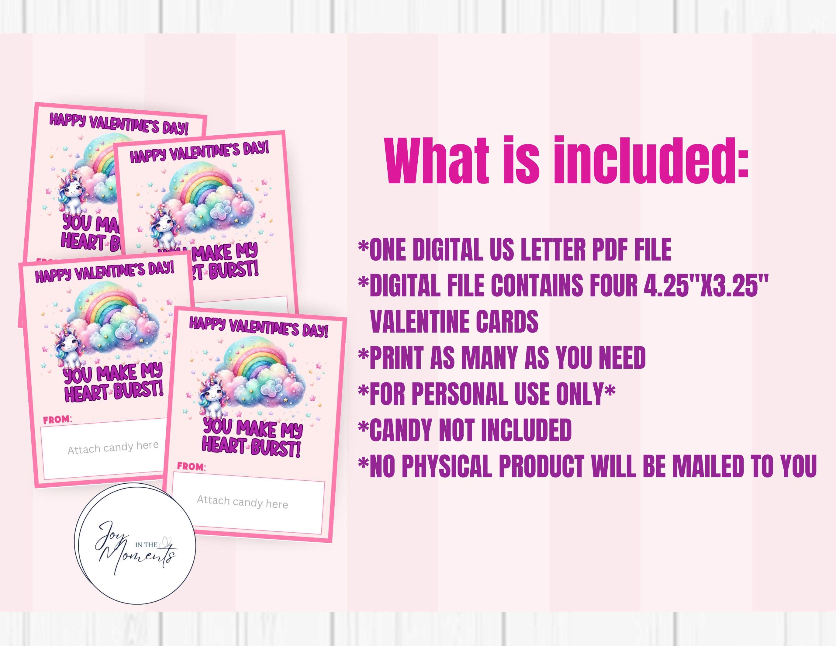 Unicorn Valentine Exchange Cards for Kids. Classroom Valentine Exchange ...