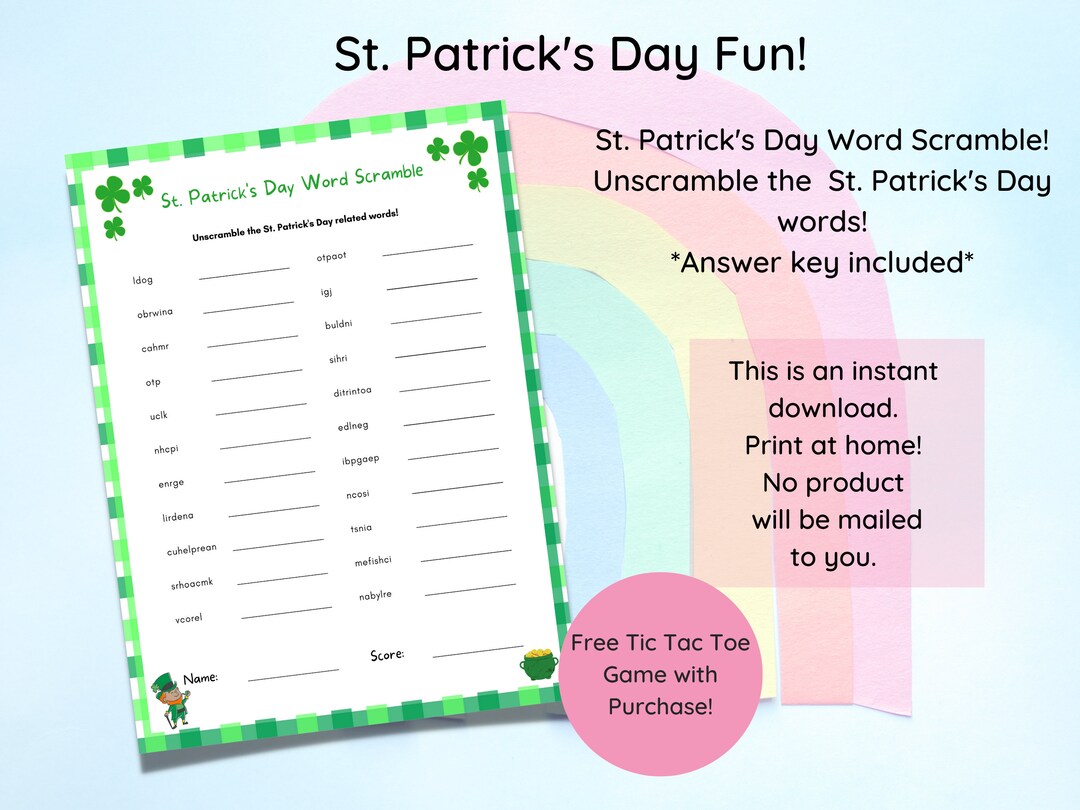 Word Scramble St Patrick's Day Activity. Educational and - Etsy