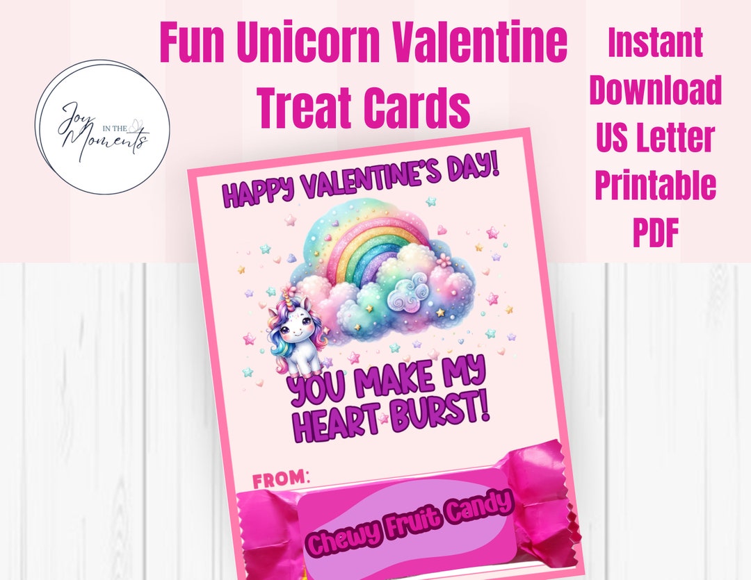 Unicorn Valentine Exchange Cards for Kids (PDF Printable) - Etsy