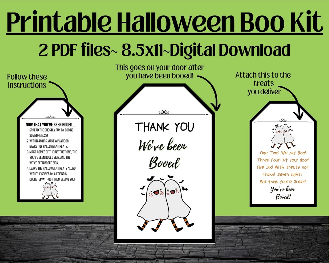 Printable Halloween Boo Kit, Boo Tag, Booed Sign, You've Been Booed, We ...
