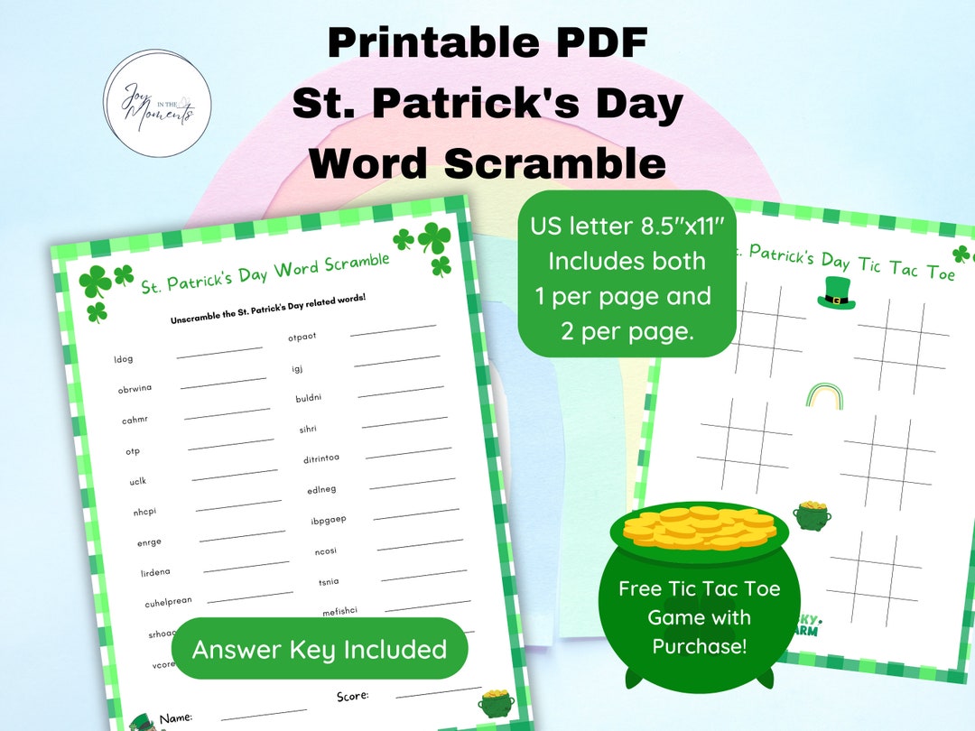 Word Scramble St Patrick's Day Activity. Educational Game, School Party ...