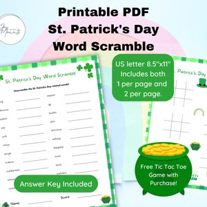 Word Scramble St Patrick's Day Activity. Educational Game, School Party ...