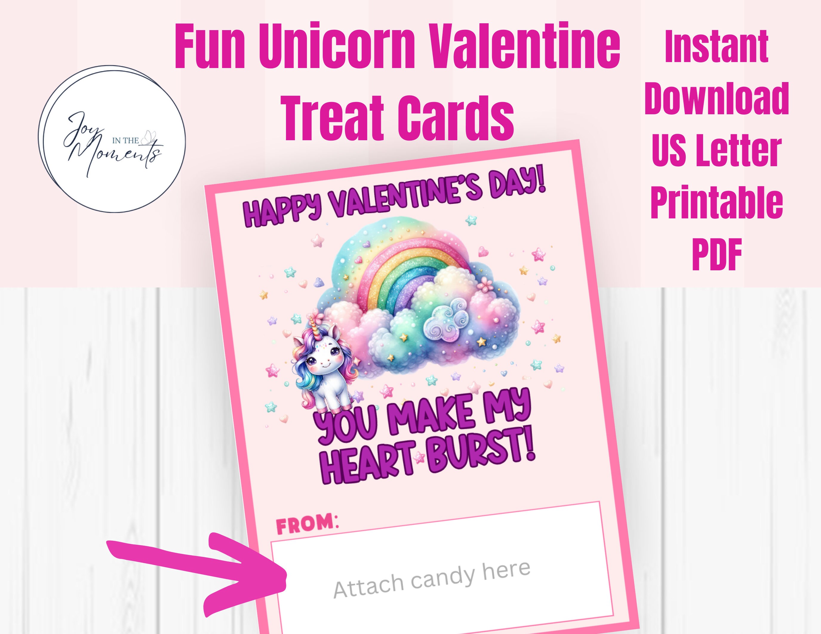 Unicorn Valentine Exchange Cards for Kids. Classroom Valentine Exchange ...