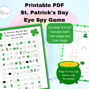 St. Patrick's Day Eye Spy Game, Kids Game, Classroom Party Game, Family ...