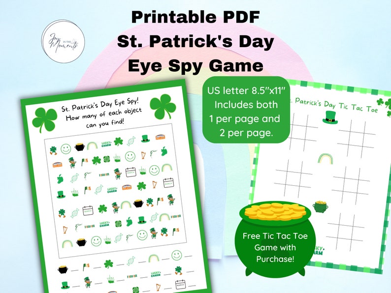 St. Patrick's Day Eye Spy Game, Kids Game, Classroom Party Game, Family ...