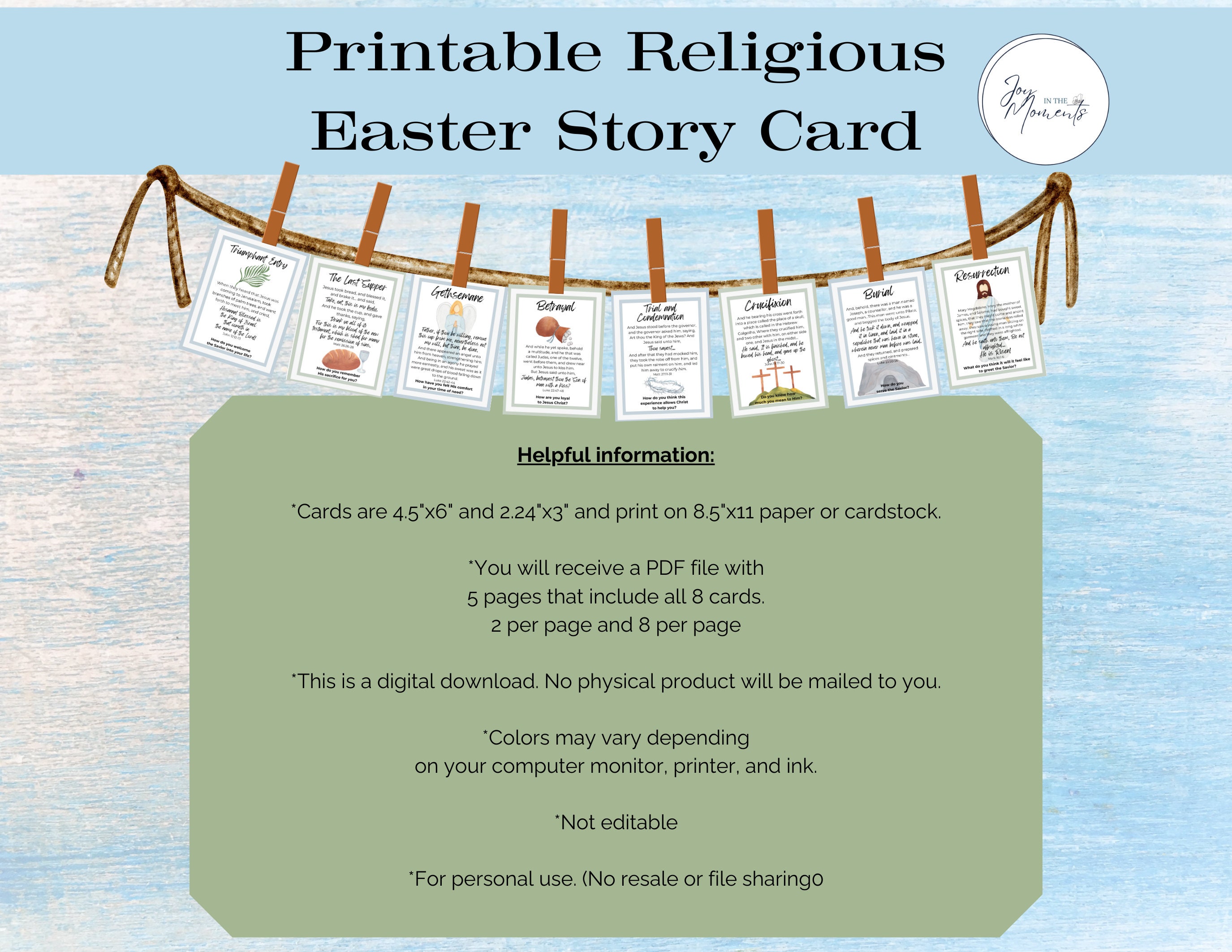 Easter Story Cards, Scripture Cards, Advent Cards, the Easter Story ...