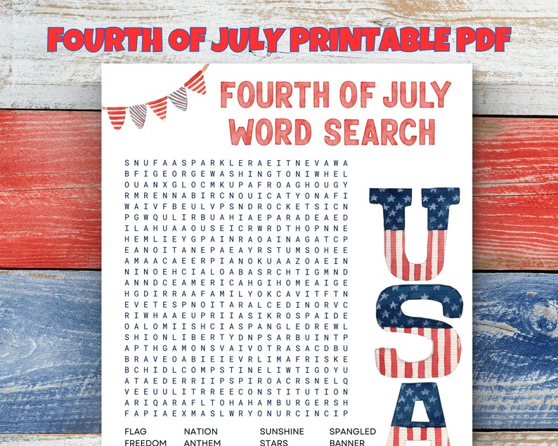 Fourth of July, Word Search, 4th of July Games, Independence Day ...