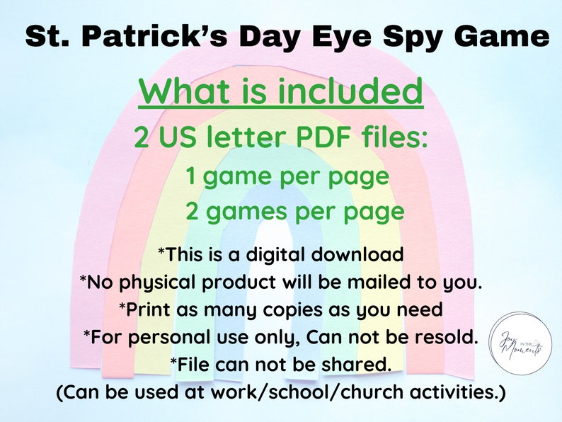 St. Patrick's Day Eye Spy Game, Kids Game, Classroom Party Game, Family ...