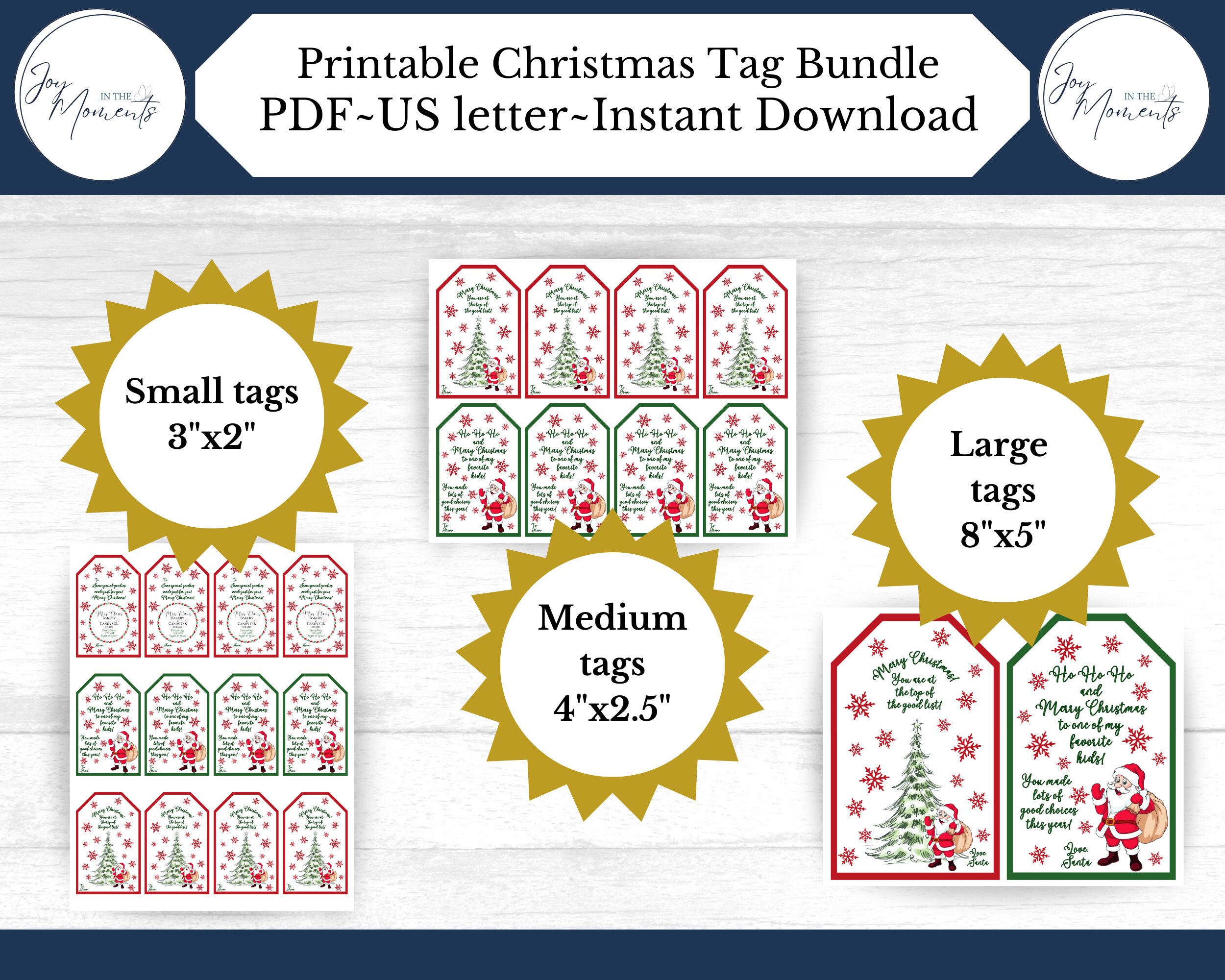 Printable Christmas Tags, Santa Gift Tags, Mrs Claus Bakery, Cookie Tag ...