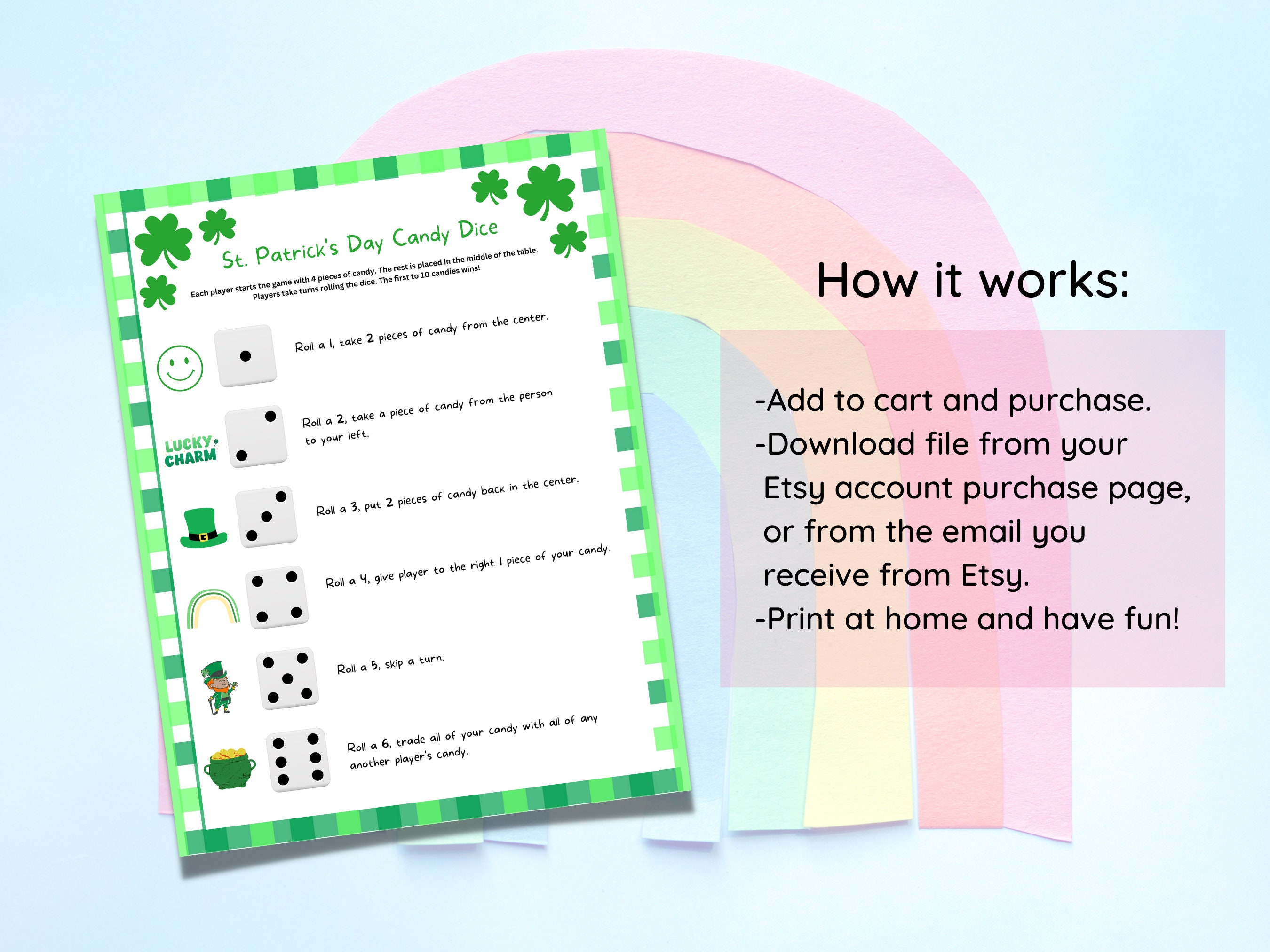 St Patrick's Day Candy Dice Game Family Game St - Etsy