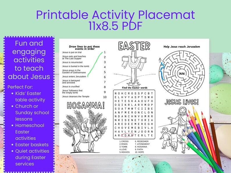 Christian Easter Activity Placemat for Kids - Etsy
