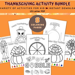 Thanksgiving Bundle, Fall Activity Pack Games, Turkey Coloring Pages ...